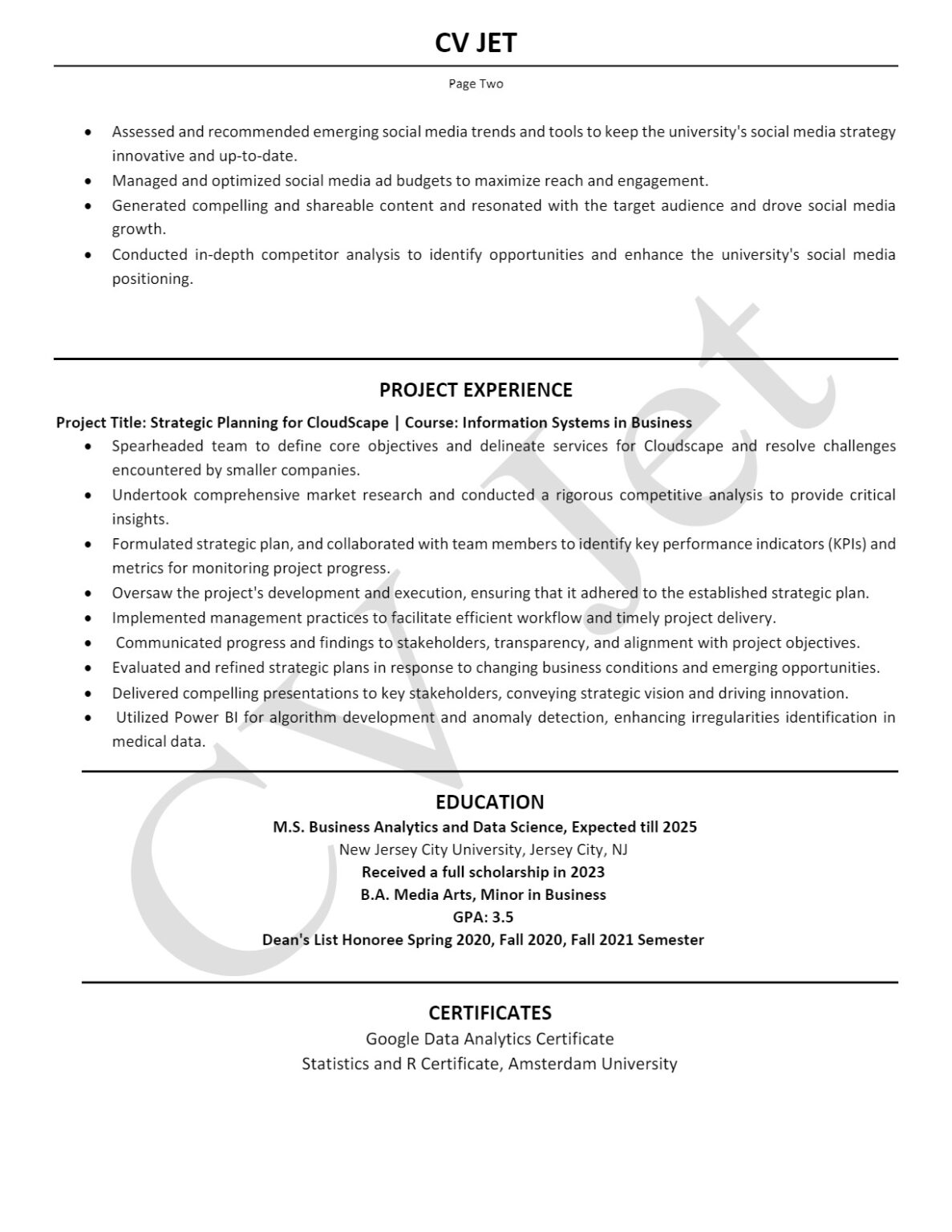 CV Samples - CV Jet
