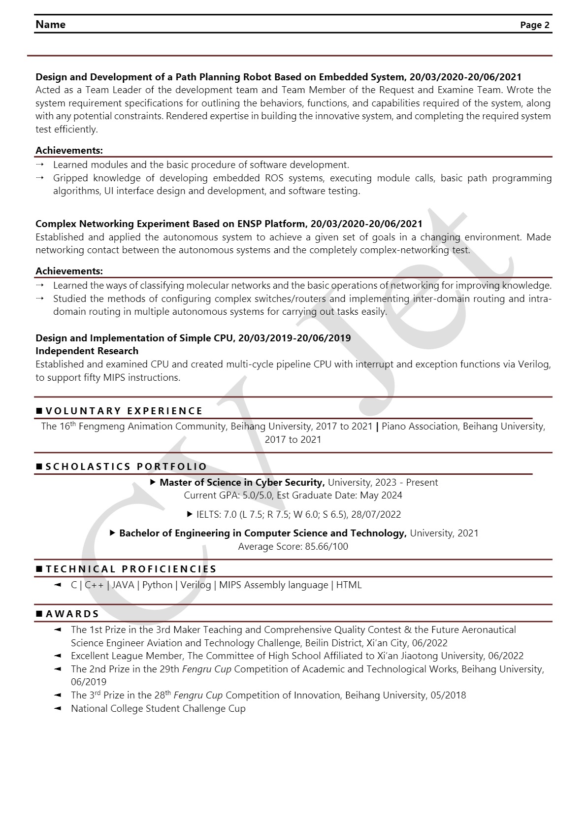 CV Samples - CV Jet