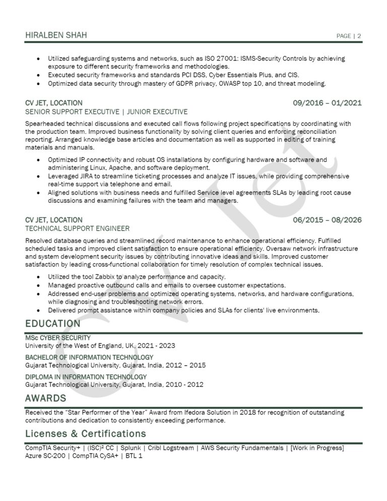 CV Samples - CV Jet