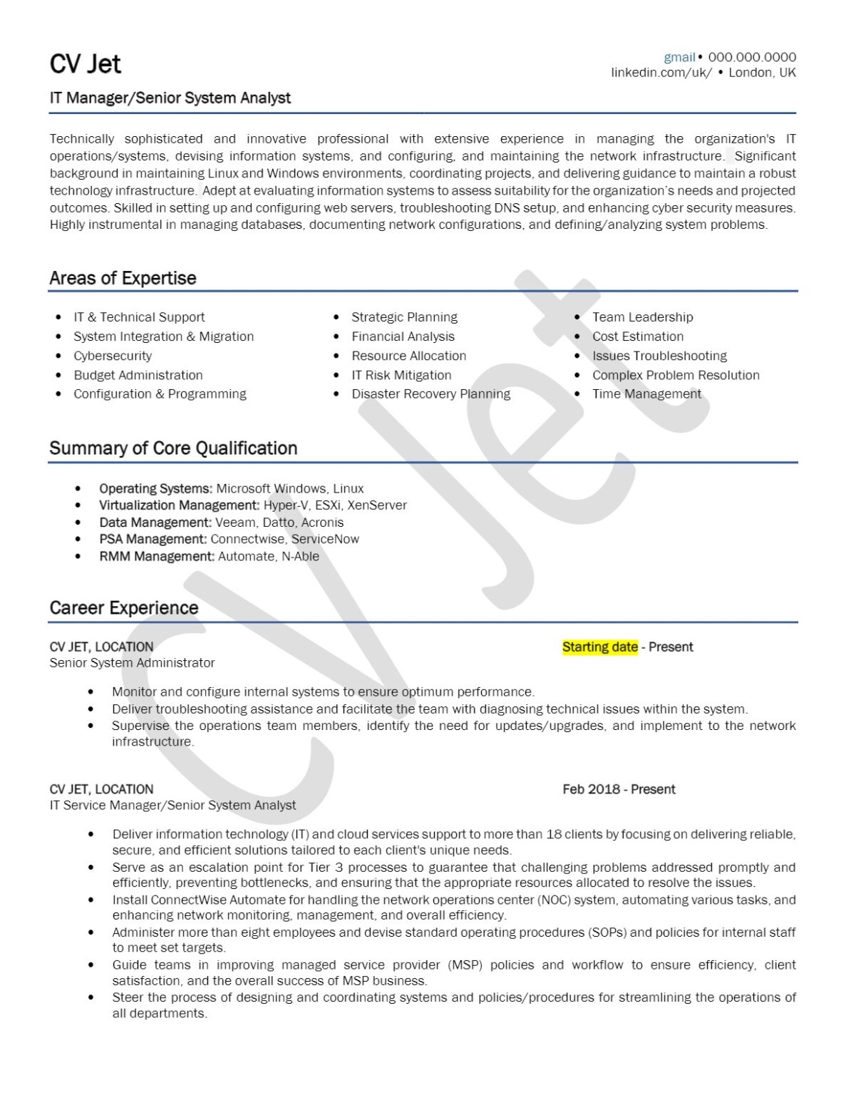 CV Samples - CV Jet
